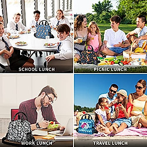 Insulated Panda Lunch Bag for Boy Girl Man Women, Reusable Lunch Box Lunch Tote Bag for Picnic Travel Office Work with Adjustable Shoulder Strap