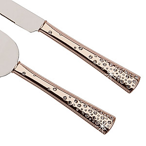 Creative Gifts International Cake Knife and Server Set, Rose Gold Handle with Crystal Embellishments, Gift Box Included
