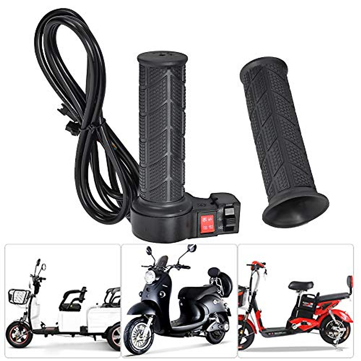 Electric Scooter Thumb, Speed Governing Throttle Grip Handle Bar for Electric Bike Electro-Tricycle Back up Reverse Gear High Middle Low Speed 3-Gear Button