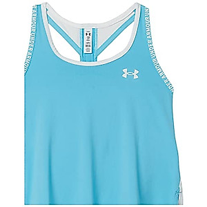 Under Armour Girls' Knockout Tank Top , Fresco Blue (481)/White , Youth X-Large