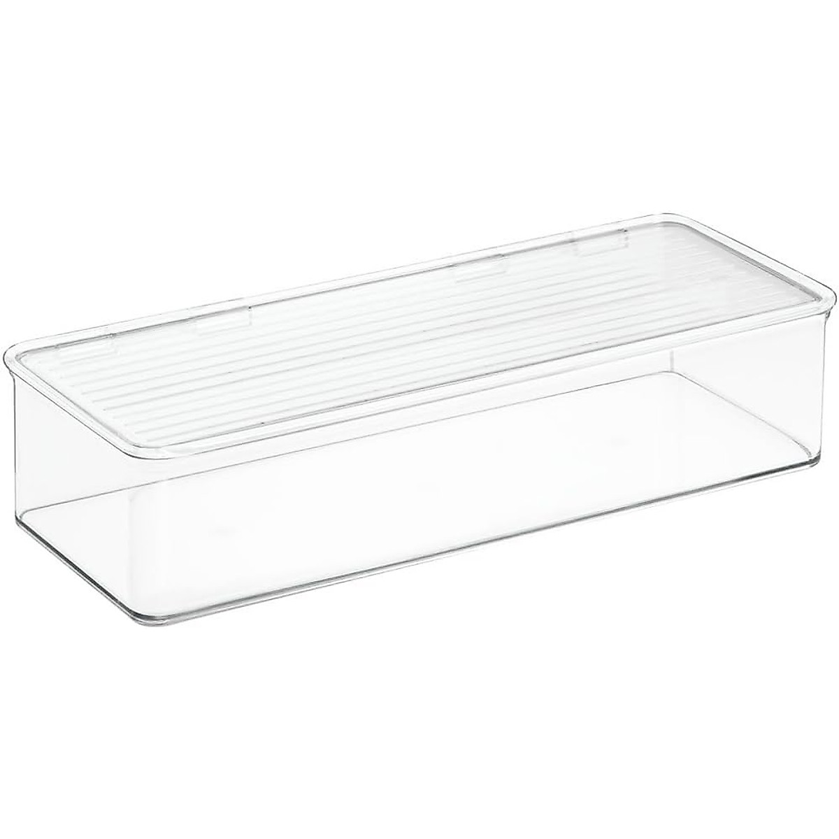 iDesign Kitchen Binz Stackable Box, 14cm x 34cm x 7.5cm, Clear, 14 x 34 x 7.5 cm
