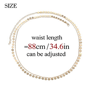 Bodiy Sequines Layered Waist Belly Chain Belt Gold Thin Body Chains Bikini Jewelry for Women and Girls
