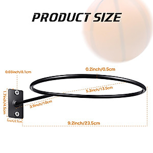 Threan 6 Pieces Mounted Ball Wall Storage Display Ball Storage Universal Ball Rack Metal Ball Holder Black Ball Rack Holder for Basketball Football Volleyball Soccer Storage Display