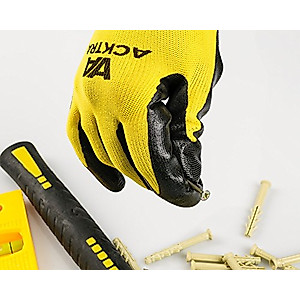 ACKTRA Nitrile Coated Safety WORK GLOVES 12 Pairs, WG003 Red/Black, Large