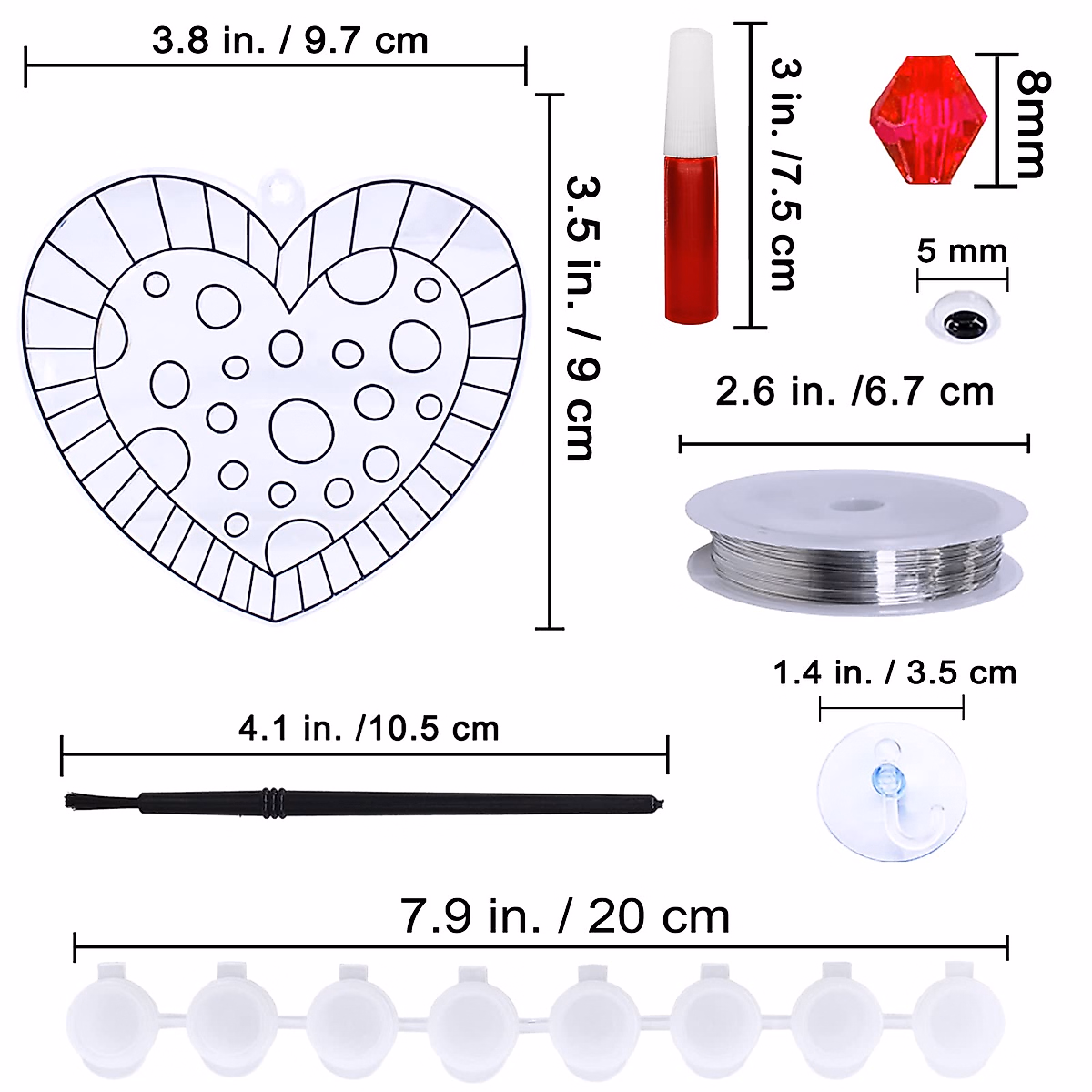 Winlyn 27 Sets Heart Suncatchers Ornaments Decoration DIY Window Paint Art Stickers Craft Kit Heart Sun Catchers for Kids Mother's Day Gift Valentine's Day Classroom Art Project Party Favors