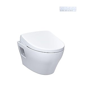 TOTO® WASHLET®+ EP Wall-Hung Elongated Toilet with S7 Contemporary Bidet Seat and DuoFit® In-Wall 0.9 and 1.28 GPF Dual-Flush Tank System, Matte Silver - CWT4284726CMFG#MS