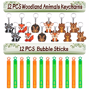 Woodland Party Favors 84 PCS Forest Animals Theme Masks Sticker Keychains Straws Slap Bracelets Bubble Sticks Gift Bags for Kids Woodland Creatures Birthday Party Baby Shower Goodie Bag Fillers