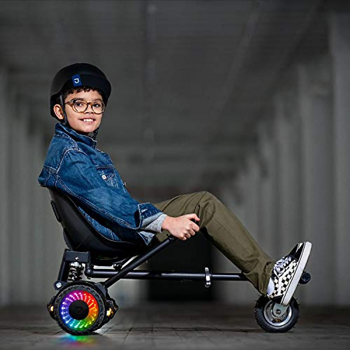 Jetson JetKart 2.0 Universal Hoverboard Attachment, 6" Tire, Bucket Seat, Adjustable Footrest Accommodates Most Heights, Ages 12+, Black, JKAR20-BK