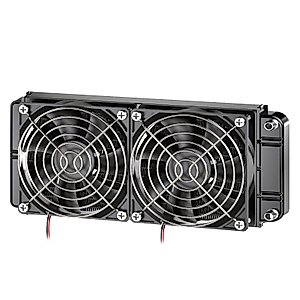 Clyxgs Water Cooling Radiator, 12 Pipe Aluminum Heat Exchanger Radiator with Fan for PC CPU Computer Water Cool System DC12V 240mm Black