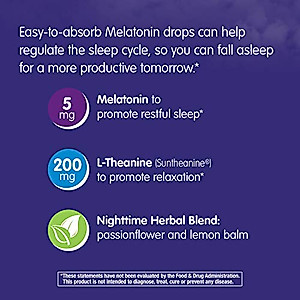 Nature's Way Sleep Tonight Melatonin Drops with L-Theanine, Non-Habit Forming Support*, 2 Oz, Cherry Flavor