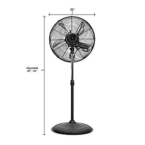 OEMTOOLS OEM24871 20" Oscillating Pedestal Fan, Commercial Fan For Worksites, Industrial Fans, High Velocity Shop Fan, Pedestal Fan, Oscillating Fan On Stand, Warehouse, Garage, or Gym Fan, 20 Inch