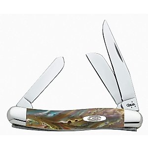 Case Cutlery 9318AB Abalone Medium Stockman Corelon Pocket Knife with Stainless Steel Blades, Gold/Gray/Pink