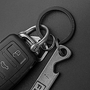 FEGVE Titanium Key Rings Split Rings 4 Packs, Key Rings for Keychains, Keychain Ring for Home Car Keys Organization (Black - 32 mm / 1.25 inches)