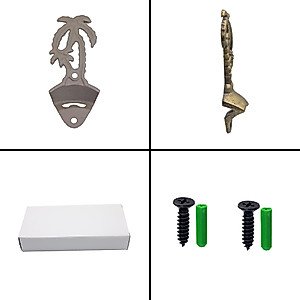 Luwanburg Retro Palm Tree Wall Mount Beer Bottle Opener Cast Iron for coastal Home Decor Beach Theme Party (Antique Bronze)