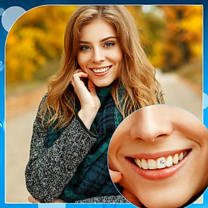 61 Pcs Tooth Gem Kit DIY Teeth Jewelry Dental Teeth Gems Reflective Teeth Diamonds Kit Artificial Crystal Tooth Ornaments Jewel with Applicator Sticks Dot Drill Pen Cotton Sticks(White,Colorful,Blue)