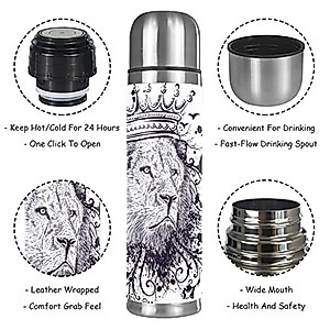 Lion King Stainless Steel Water Bottle, Leak-Proof Travel Thermos Mug, Double Walled Vacuum Insulated Flask 17 OZ