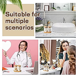 Tessco 6 Pcs Cotton Ball Holder Apothecary Jars with Lids Glass 3 Pcs Bamboo Tray Oval Plate Bathroom Decor Clear Cotton Ball Holder Bathroom Organizer Countertop Bathroom Storage Containers