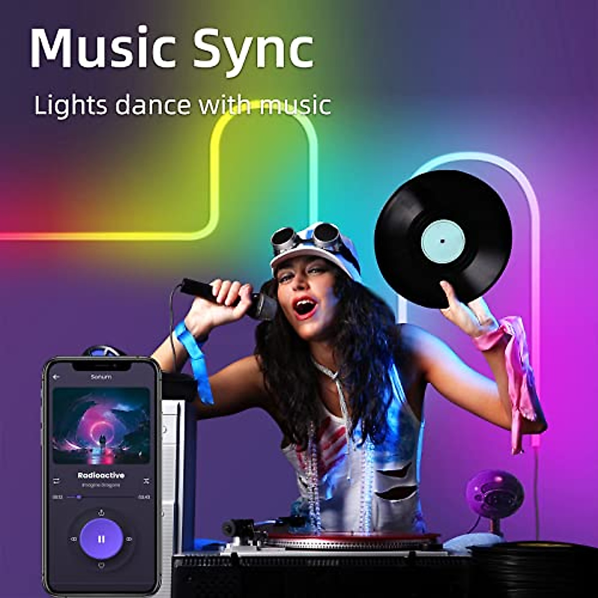 hyrion Dynamic Neon Rope Lights 16.4ft Outdoor Waterproof Cuttable RGBIC Rope Lights with Music Sync, DIY Design, Works with Bluetooth APP, Led Strip Lights for Wall Decor Bedroom Living Game Room