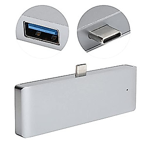 USB C Hub, 4in 1 Type C Hub Docking Station Type‑C to HD Multimedia Interface+Audio3.5+USB3.0+USB-C Adapter with Aluminium Alloy Material for Laptop, PC, Computer, Mobile HDD, Flash Drive