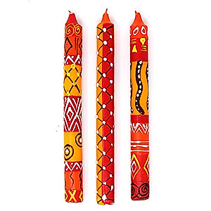 Set of Three Boxed Tall Hand-Painted Candles - Zahabu Design - Nobunto Candles