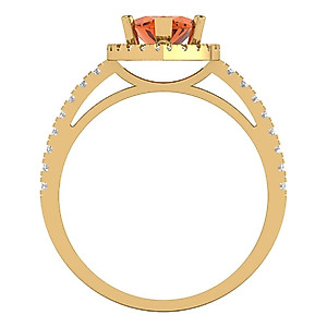 Clara Pucci 2.38 ct Marquise Cut Solitaire accent Halo Simulated Red Ruby Engagement Promise Anniversary Bridal Ring 14k Yellow Gold 7.75