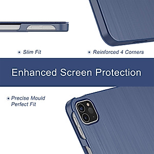 Soke for iPad Air 13 Inch Case (M2) 2024,iPad Pro 12.9 Case 2022 2021(6th 5th Generation) - [Slim Trifold Stand + Auto Wake/Sleep],Protective Hard PC Back Cover for iPad Air 13 inch (Navy)