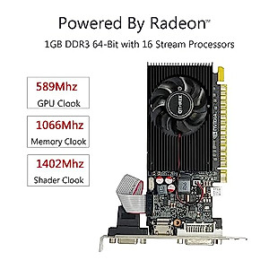 QTHREE GeForce 210 Graphic Card,1024 MB,DDR3,64 Bits,HDMI,DVI,VGA,589 MHz Core Frequency Desktop Video Card for PC Working,DirectX 10.1, OpenGL 3.3,PCI Express x16,Low Profile