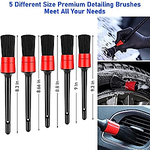 17 Pcs Car Interior Detailing Brush Set Wheel Brush Kit for Cleaning Weels, Interior, Leather, Air Vents, Emblems