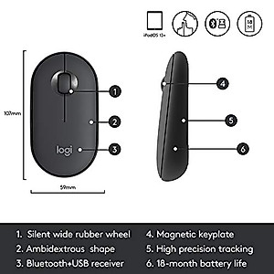 Logitech K380 + M350 Wireless Keyboard and Mouse Combo - Slim Portable Design, Quiet Clicks, Long Battery Life, Bluetooth, Easy-Switch, Windows, Mac, iPadOS, Chrome OS Compatible - Dark Grey