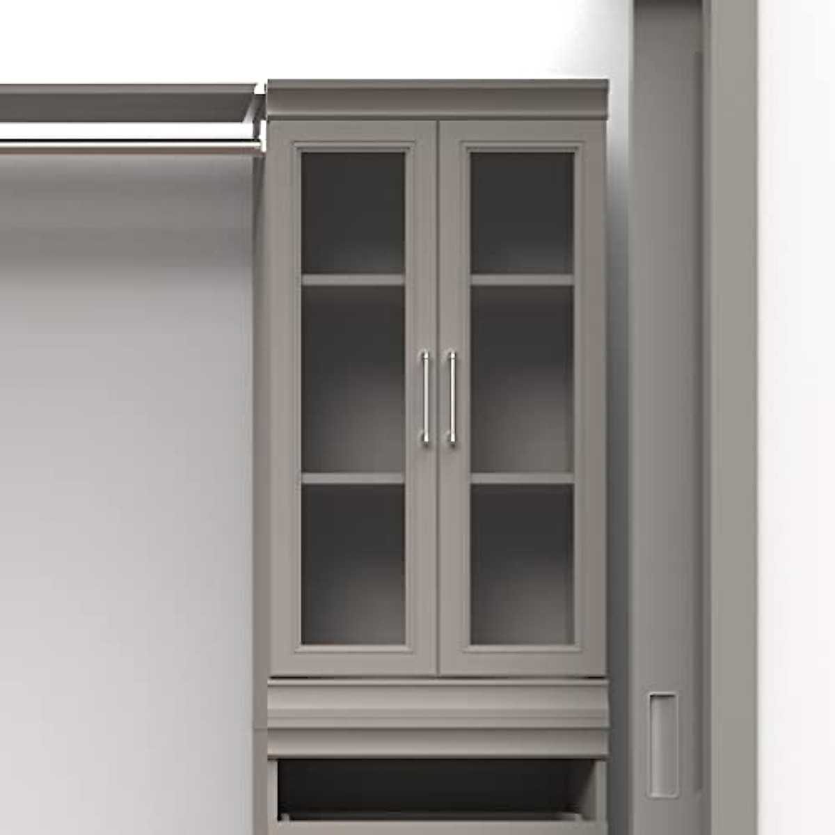 ClosetMaid Modular Storage Pair Set, 2 Glass Pane Doors, Wood Closet Organizer Shaker Style, Add On Accessory for Shelf Units, Taupe, Kit