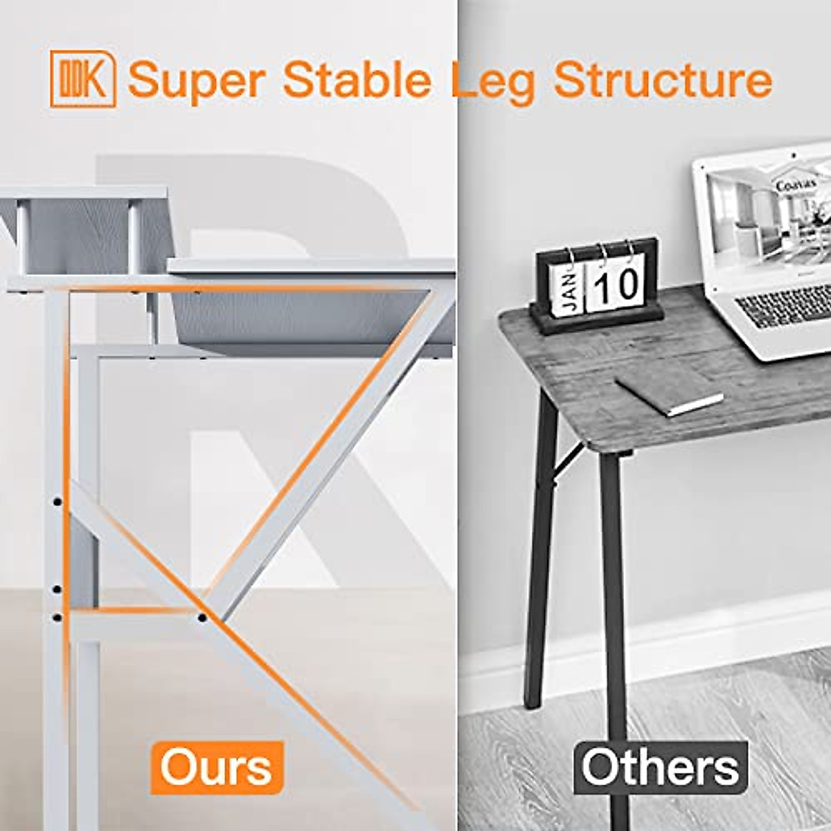 ODK Small Computer Desk, 27.5 inch Desk for Small Spaces with Storage, Compact Table with Monitor & Storage Shelves for Home Office, Modern Style Laptop Desk, Pure White