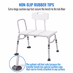 Non Slip Tub Transfer Bench for Bathtub, Shower Transfer Bench for Elderly and Disabled, Adjustable Shower Transfer Bench for Bathtub with Reversible Back, Transfer Tub Bench Bathroom Aid