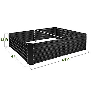 UOPASD Galvanized Raised Garden Bed kit, 6.5x4x1.5ft Metal Large Planter Box, Stock Tank Outdoor for Vegetables,Flowers, Herbs Black Grey