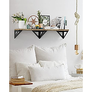 BAYKA Floating Shelves for Bedroom Decor, Rustic Wood Wall Shelves for Living Room Wall Mounted, Hanging Shelving for Bathroom, Laundry Room, Small Shelf for Plants, Books(Brown,Set of 3)