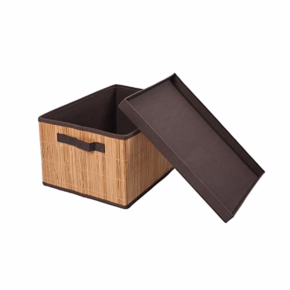 JiaLan Foldable Bamboo storage Organization box with lid, Natural basket for Living room, bedroom, office (Cuboid, Large)