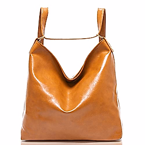 QTKJ Crossbody Bags for Women, Leather Backpack, Large Leather Handbag, Vegan Leather Shoulder, Multifuction Convertible Backpack for Women Travel Work Vacation