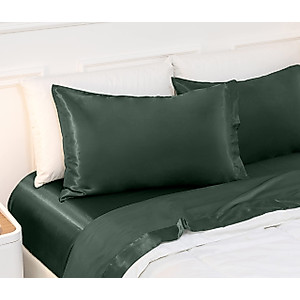 Vonty 2Pcs King Satin Pillowcases - 20x40 Pillow Cases, Forest Green Pillow Cases for Skin Friendly and Hair Protection - Cooling & Silky Satin Pillow Covers with Envelop Closure