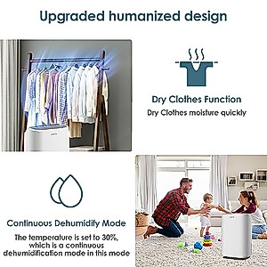 ANDTE 2500 Sq.Ft Dehumidifiers for Large Room and Home Basements, 31 Pints Dehumidifiers with Auto or Manual Drainage, 0.528 Gallon Water Tank with Drain Hose, Auto Defrost, Dry Clothes Function, 24H Timer