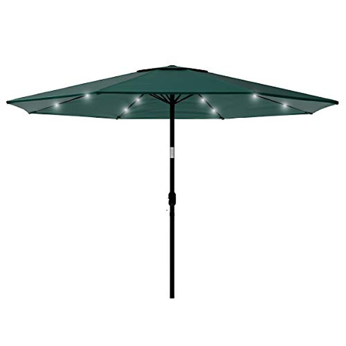 Pure Garden LED Patio Shade – 10 Ft Outdoor Umbrella with Steel Ribs, Solar Powered Lights, and Push Button Tilt - Backyard Canopy (Hunter Green)