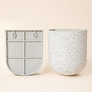 LA JOLIE MUSE Wall Hanging Planters for Indoor Plants，Hanging Flower Pots for Air Plants Succulent, Set of 2, 6 Inch, Speckled White
