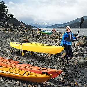 Bonnlo Kayak Car Foldable Aluminum Kayak Trailer with 10'' Solid Tires, Universal Kayak Wheels Kayak Cart Dolly for Kayak, Canoe, Paddle Board, Boat, Float Mats, Jon Boat