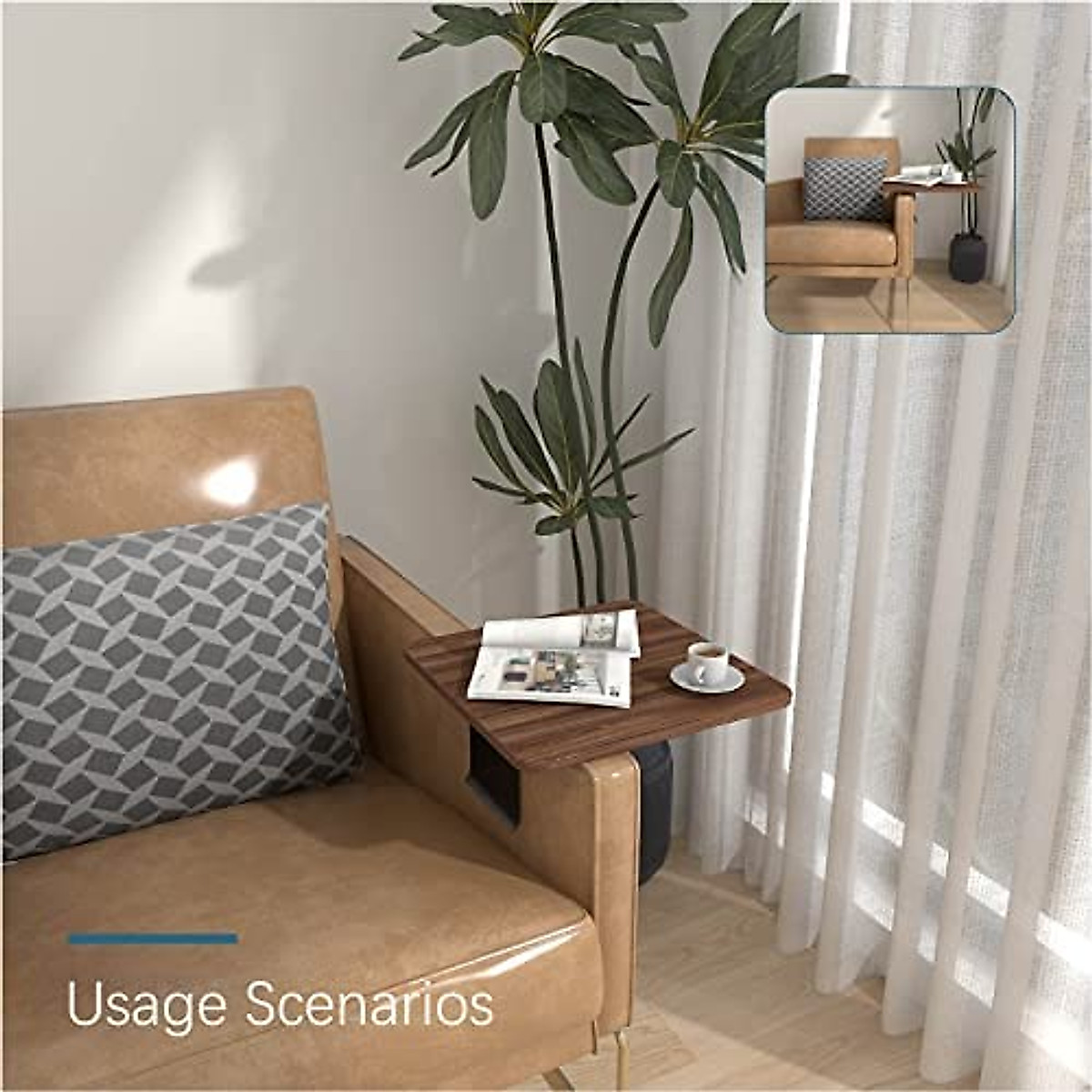 Sofa Arm Clip Table Sofa Armrest Tray Arm Table Clip on Tray Sofa Table for Wide Couches