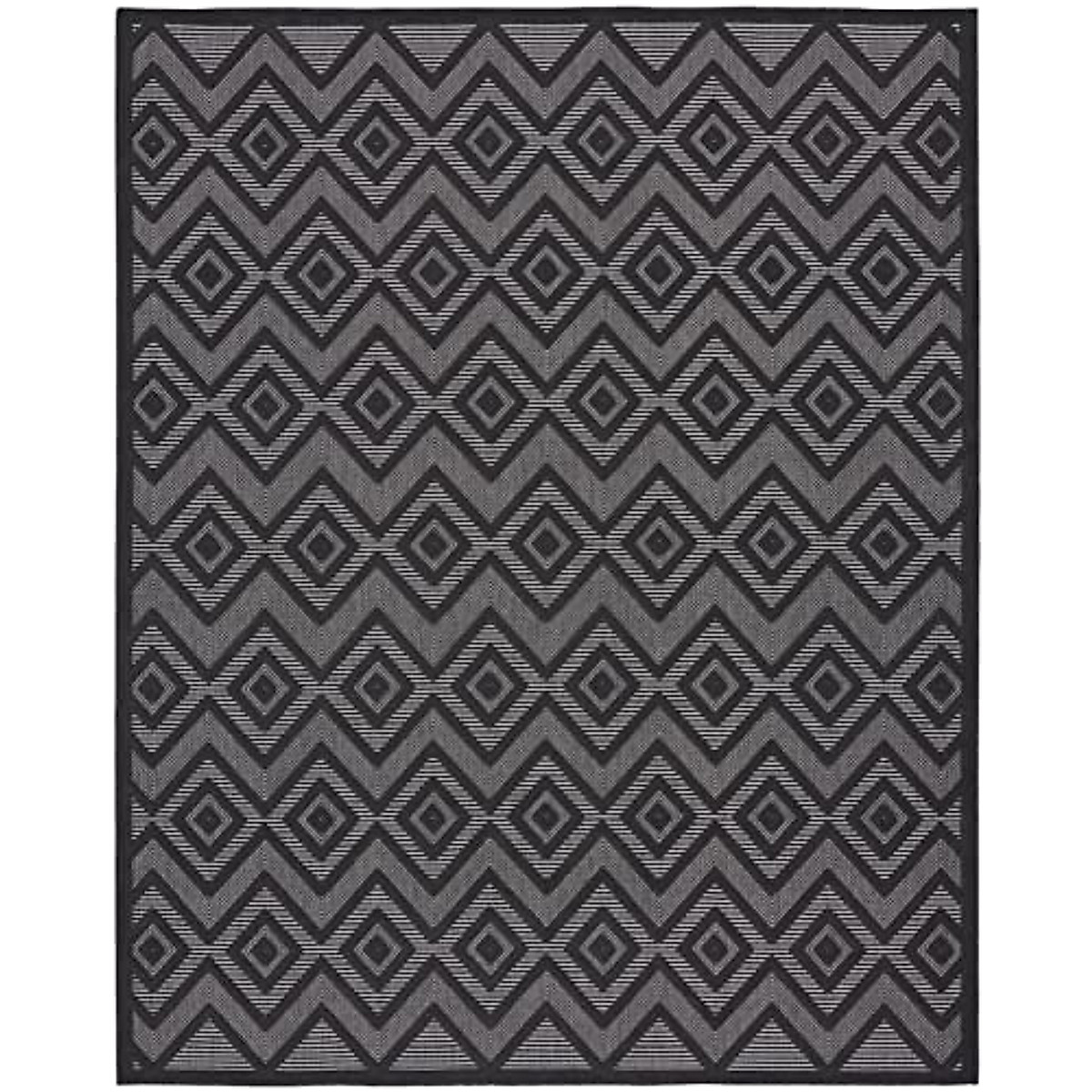 Nourison Versatile Indoor/Outdoor Charcoal/Black 7' x 10' Area-Rug, Easy-Cleaning, Non Shedding, Bed Room, Living Room, Dining Room, Kitchen (7x10)