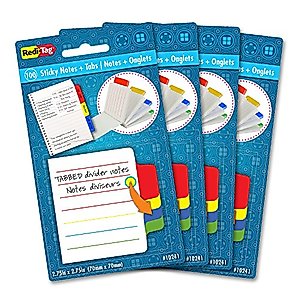 Redi-Tag, RTG10246, Tabbed Divider Notes, 4 / Box, Multicolor