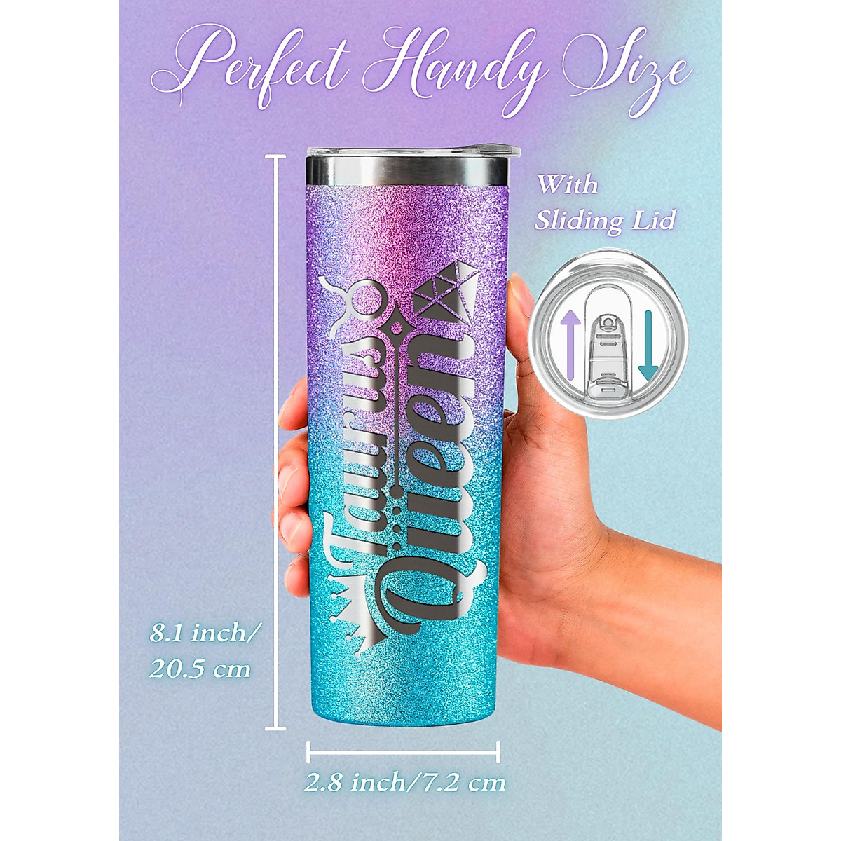 Onebttl Zodiac Gifts for Women, Best Friend Birthday Gifts for Her, 20oz Stainless Steel Tumbler, Engraved Logo Blue and Purple, Taurus