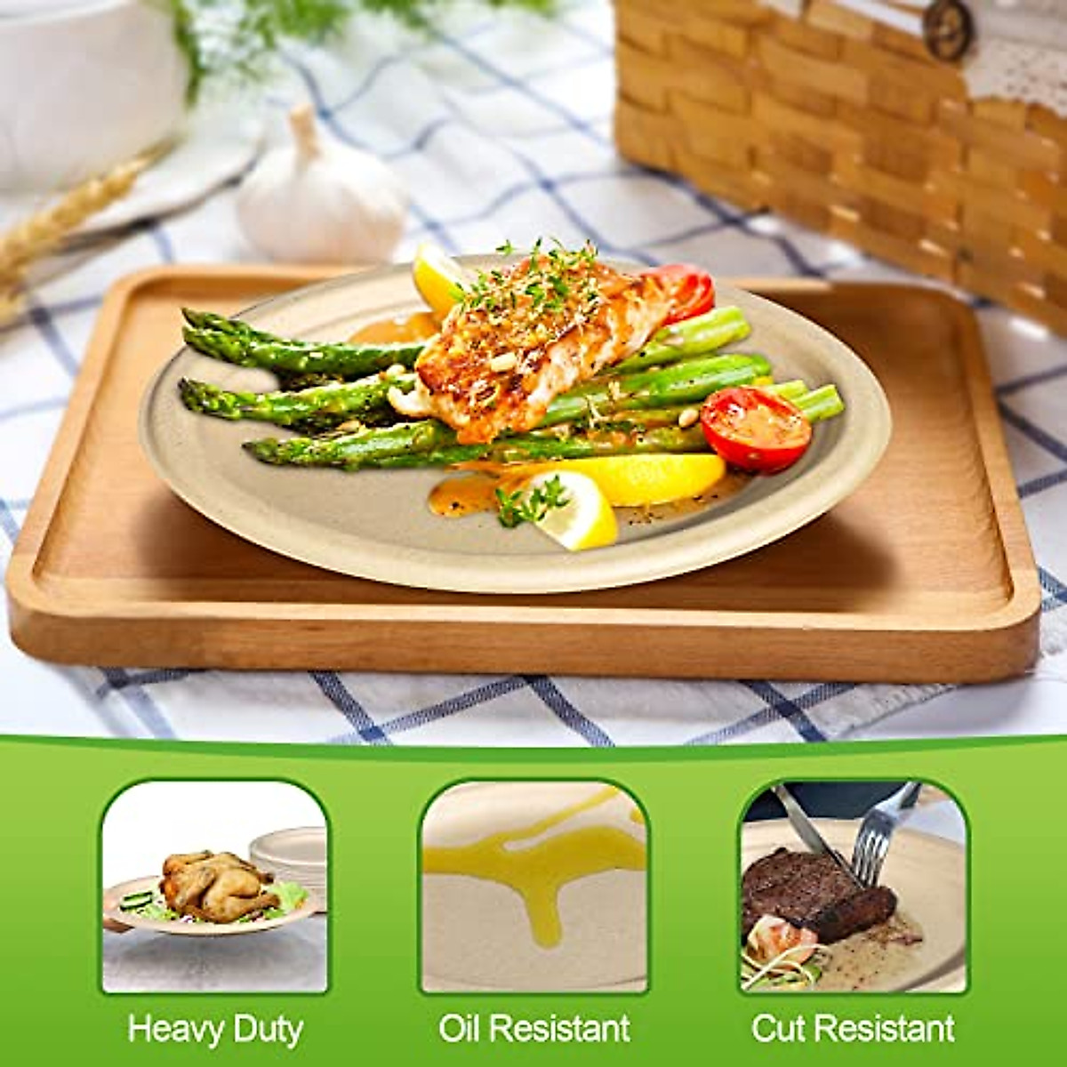 EcoAvance Oval Paper Plates Small, 7 inch Paper Plates 100 Pack, 100% Recycled Paper Plates, Natural Eco Friendly Disposable Plates, Compostable Dessert Plates, Brown Paper Plates Bulk