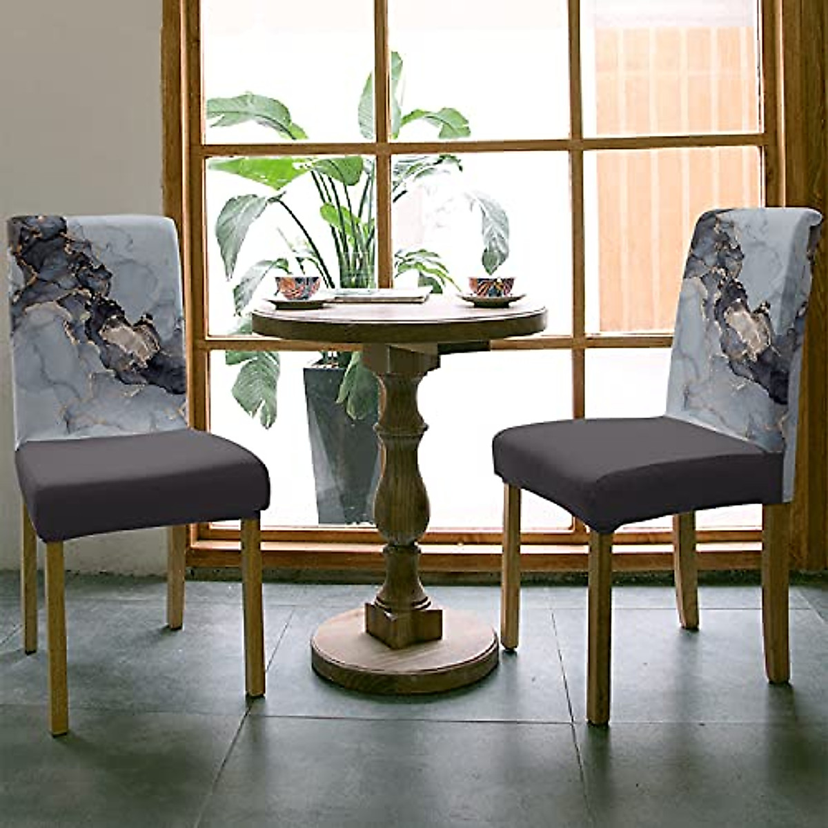 Chair Covers, Gold Gray Marble Chair Covers, Chair Cover for Dining Room Chairs & Kitchen Chairs, Dining Chairs Set of 8 Chair Covers, Dining Room Chair Covers