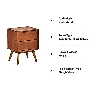 Amazon Brand - Rivet Mid-Century Stark 2-Drawer Nightstand, Square, Brown,18 in x 15 in x 24 in (D x W x H)