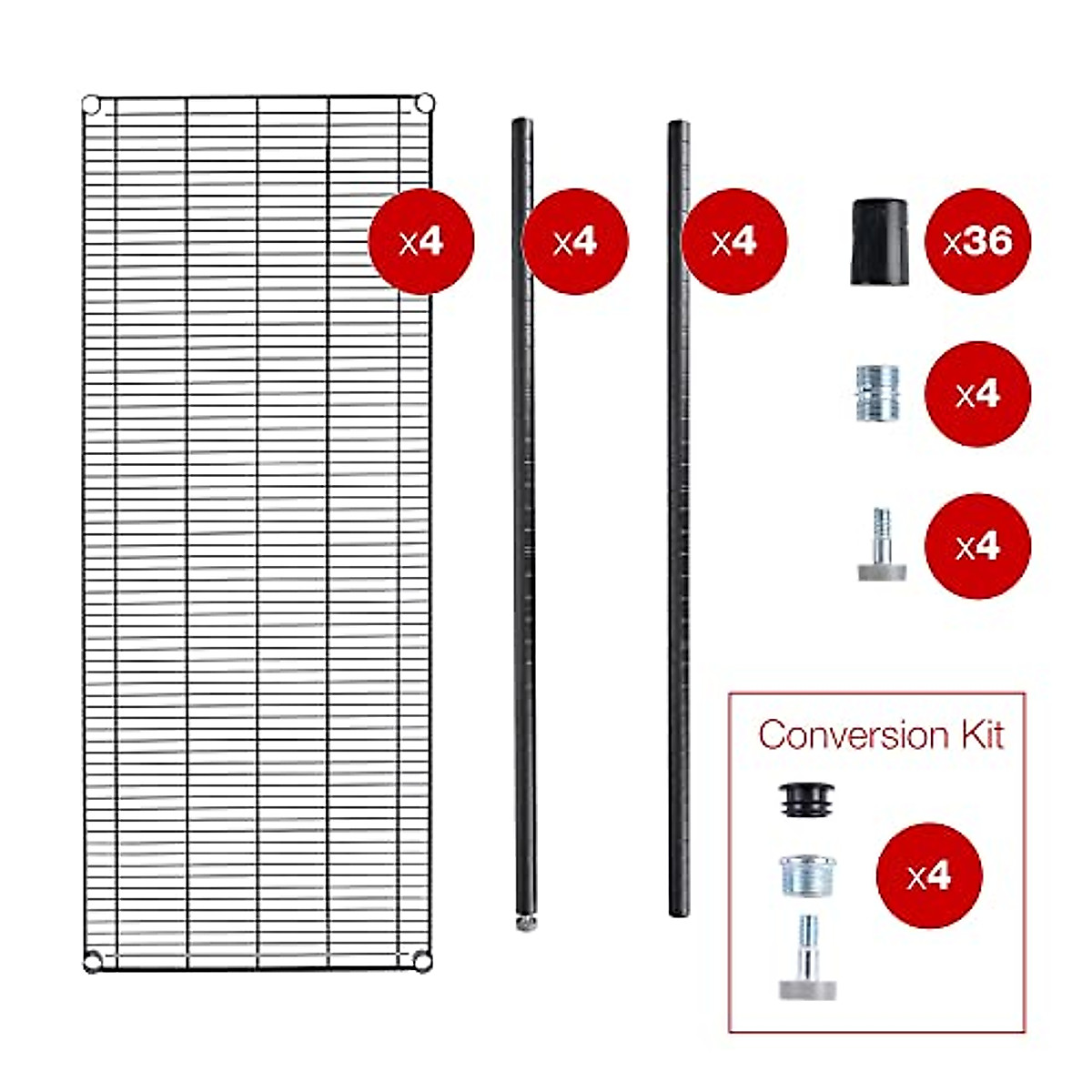 Alera All-Purpose Wire Shelving Starter Kit, Four-Shelf, 60w x 24d x 72h, Black Anthracite Plus