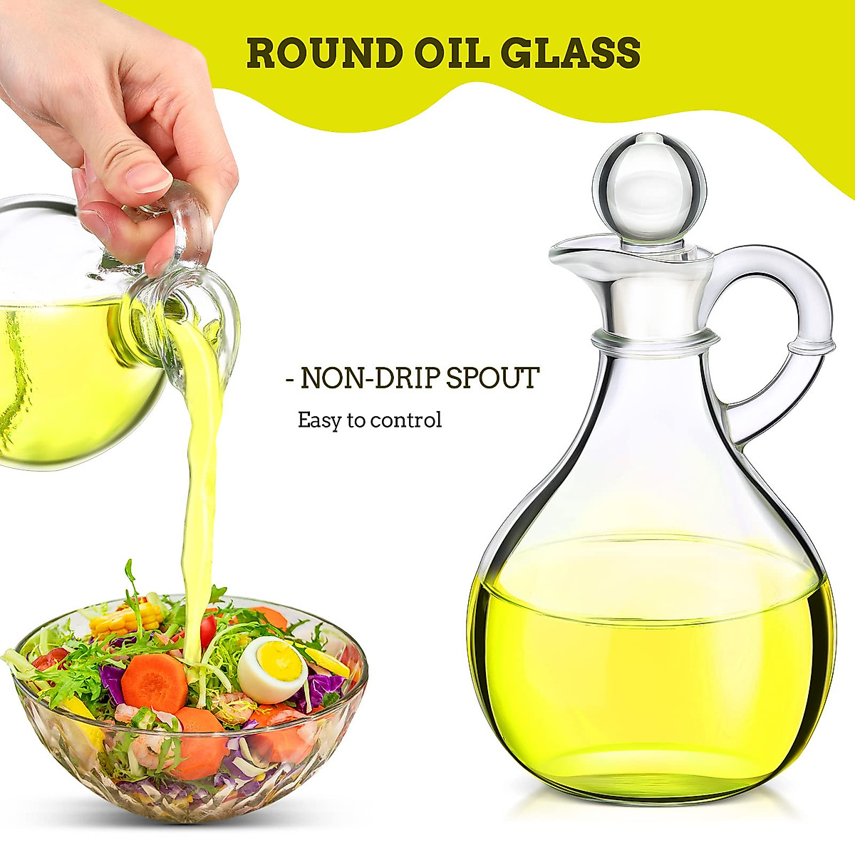 Zopeal 12 Pieces 12 oz Glass Oil and Vinegar Cruets with Stopper Bottle Dispenser Small Salad Dressing Container Round Jar Glass Serving Syrup Bottles with Handle for Sauce Water Olive Oil